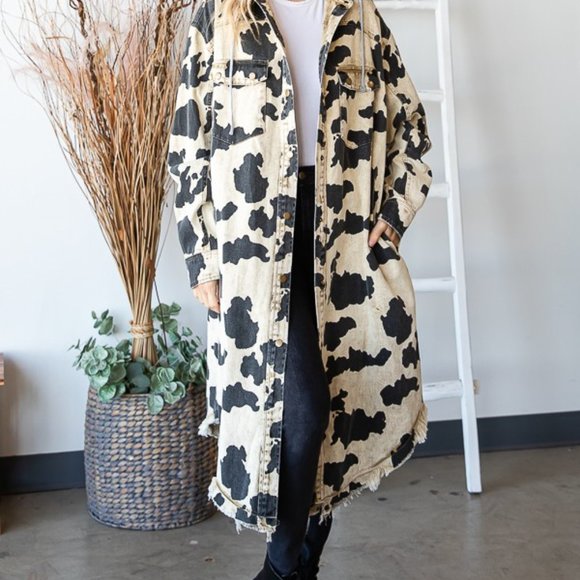 Oli & Hali | Jackets & Coats | Oli Hali Cow Print Hooded Coat | Poshmark